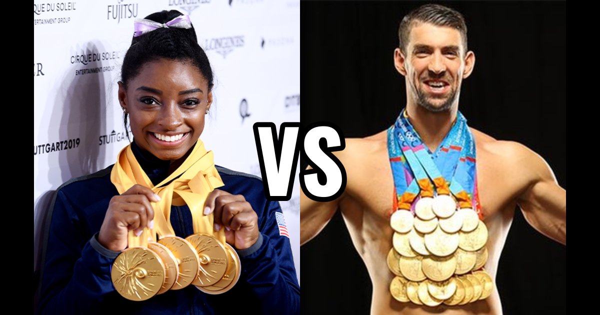 Michael Phelps vs Simone Biles: Michael Phelps Leads