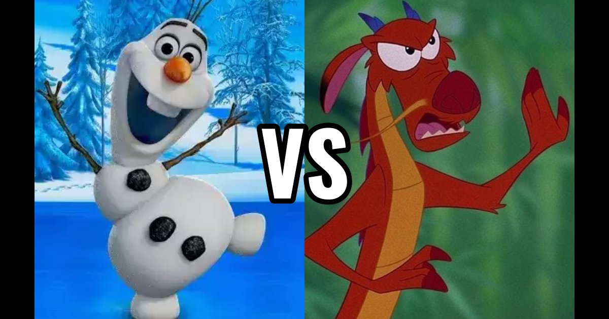 Mushu (Mulan) vs Olaf (Frozen): Olaf (Frozen) Leads