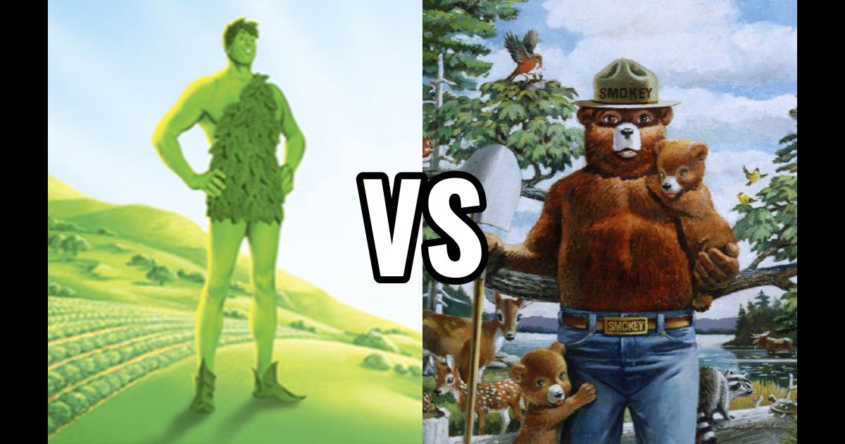 Jolly Green Giant vs Smokey Bear: Smokey Bear Leads