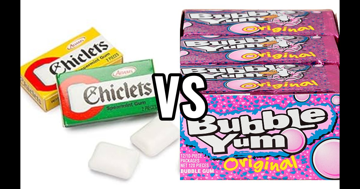 Bubble Yum vs Chiclets: Bubble Yum Leads