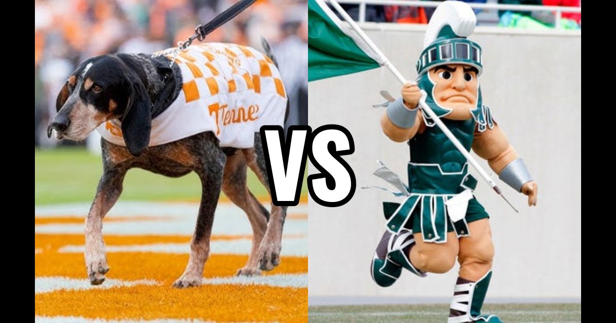 Smokey (Tennessee Volunteers) vs Sparty (Michigan State Spartans): Fans ...