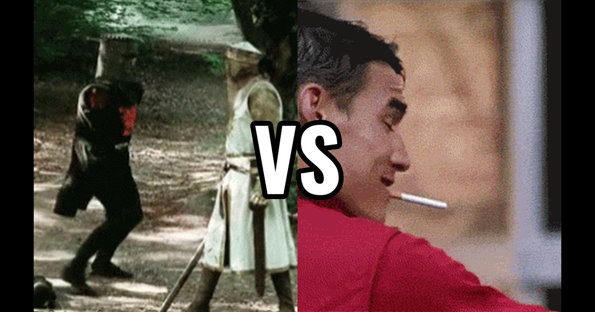 Gasoline Fight (Zoolander) vs The Black Knight (Monty Python And The ...