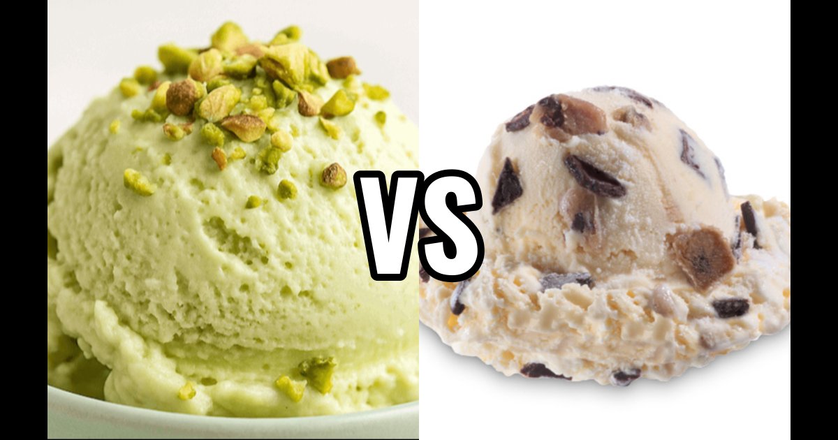 Chocolate Chip Cookie Dough Ice Cream vs Pistachio Ice Cream: Chocolate ...