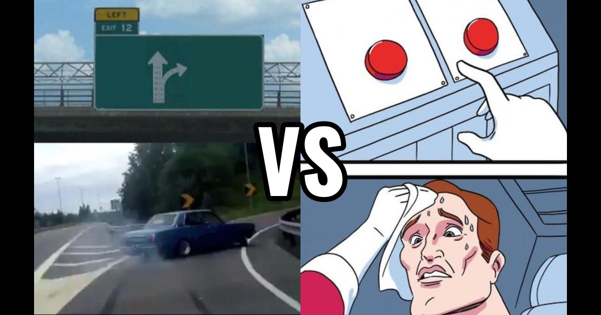 Left Exit 12 Off Ramp vs Two Buttons: Left Exit 12 Off Ramp Leads