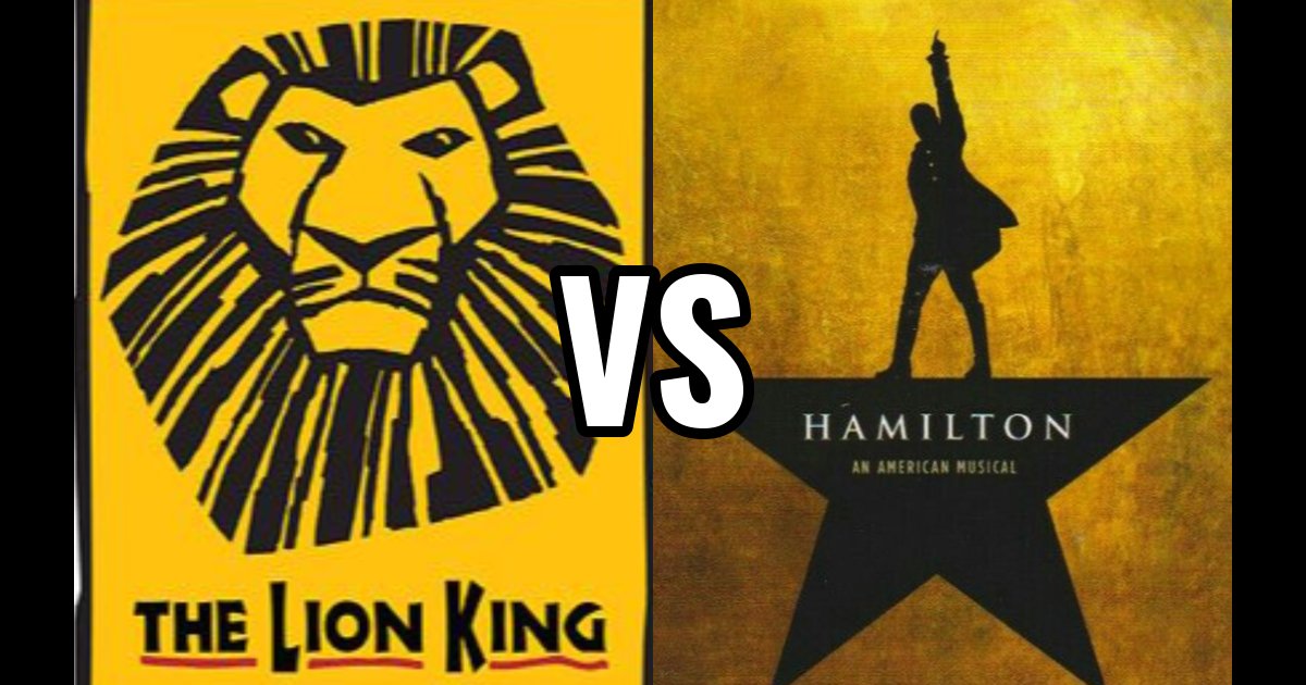 Hamilton vs The Lion King: Hamilton Leads