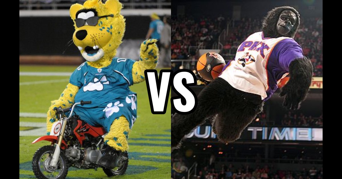 Jaxson de Ville (Jacksonville Jaguars) vs The Suns Gorilla (Phoenix ...