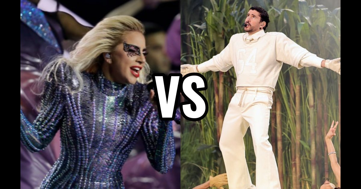Bad Bunny (2026) vs Lady Gaga (2017): Lady Gaga (2017) Leads