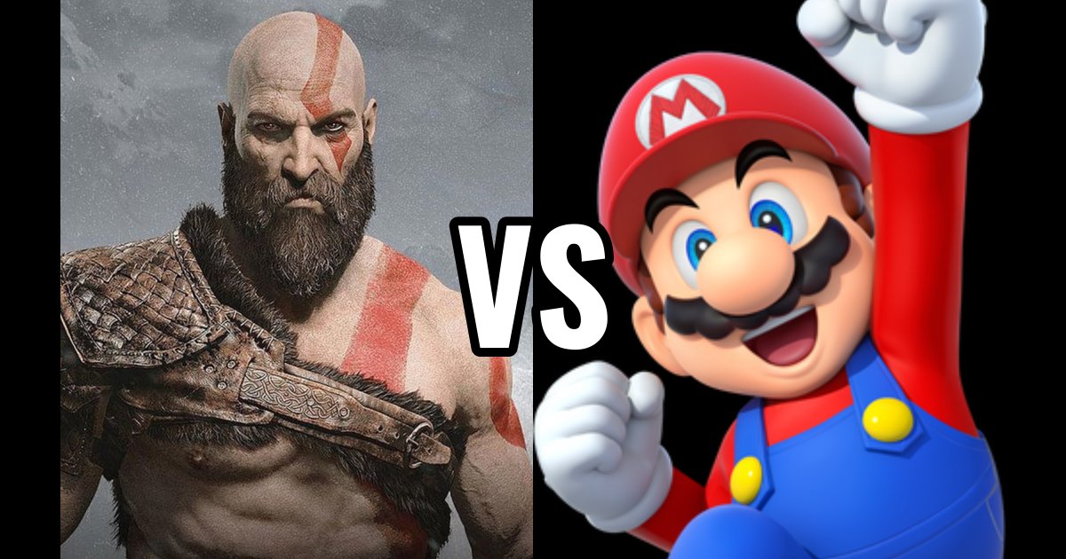 Kratos (God of War) vs Mario (Super Mario): Mario (Super Mario) Leads